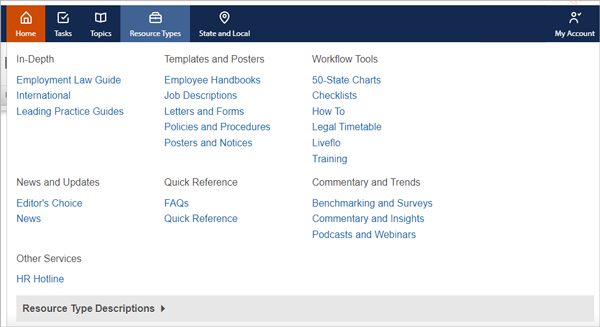 Resource Types | Help and Support | Tools | hrcenter.us.brightmine.com